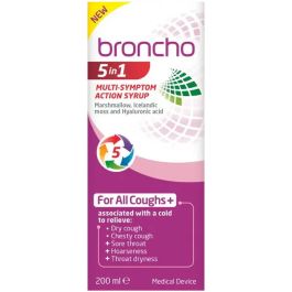 Broncho 5 in 1 Multi-Symptom Action Syrup 200ml | Dry and Tickly Cough ...