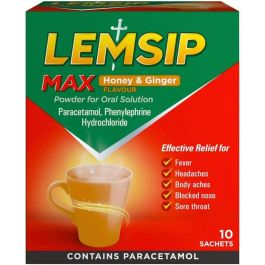 Lemsip Max Honey & Ginger Flavour Sachets 10s | Cold and Flu Drinks ...