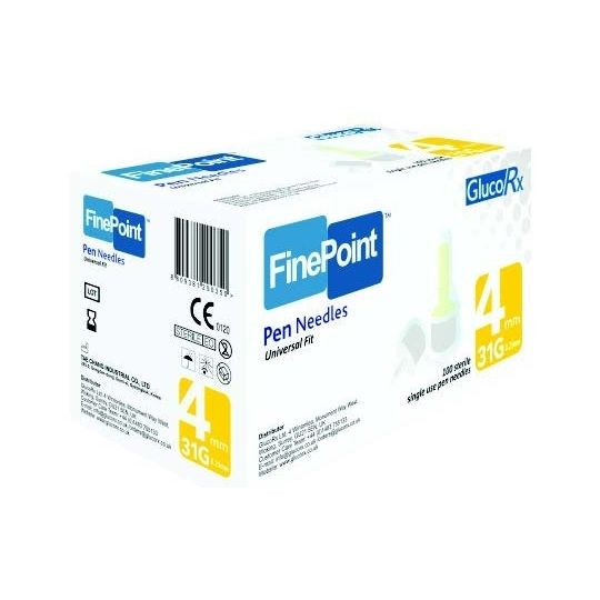 GlucoRx FinePoint Pen Needles 4mm/31G 100s | Pen Needles | Chemist.net ...