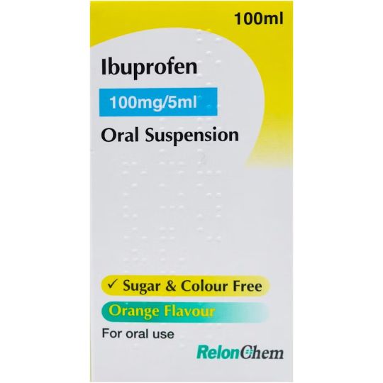 Ibuprofen 100mg/5ml Oral Suspension Sugar Free 100ml | Baby Pain ...