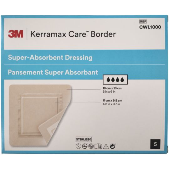 Kerramax Care Border Super-Absorbent Dressing 16cm x 16cm 5s (CWL1000)