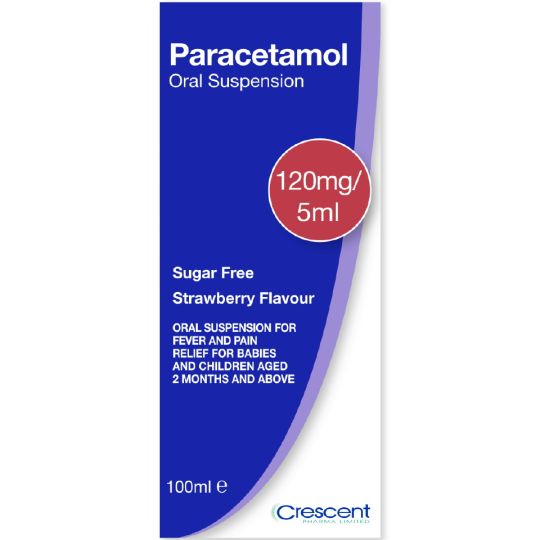 Paracetamol 120mg/5ml Sugar Free Oral Suspension 100ml | Baby Pain ...