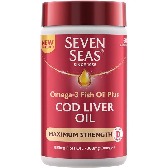 Seven Seas Omega-3 Fish Oil Plus Cod Liver Oil Maximum Strength ...