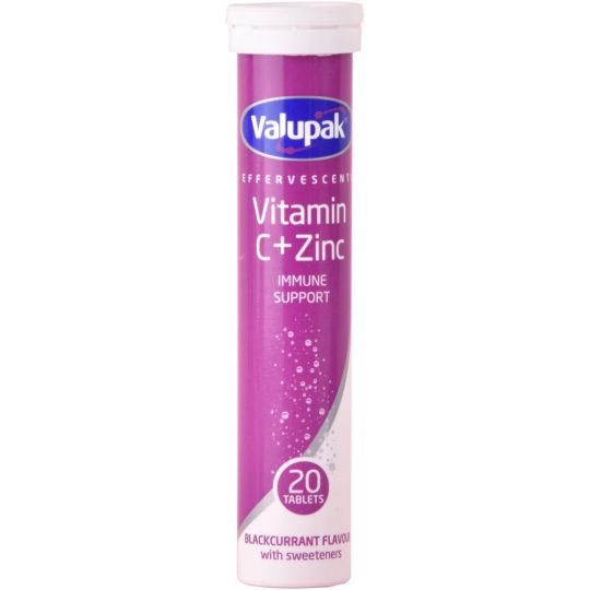 Valupak Effervescent Vitamin C & Zinc Immune Support Tablets 20s ...